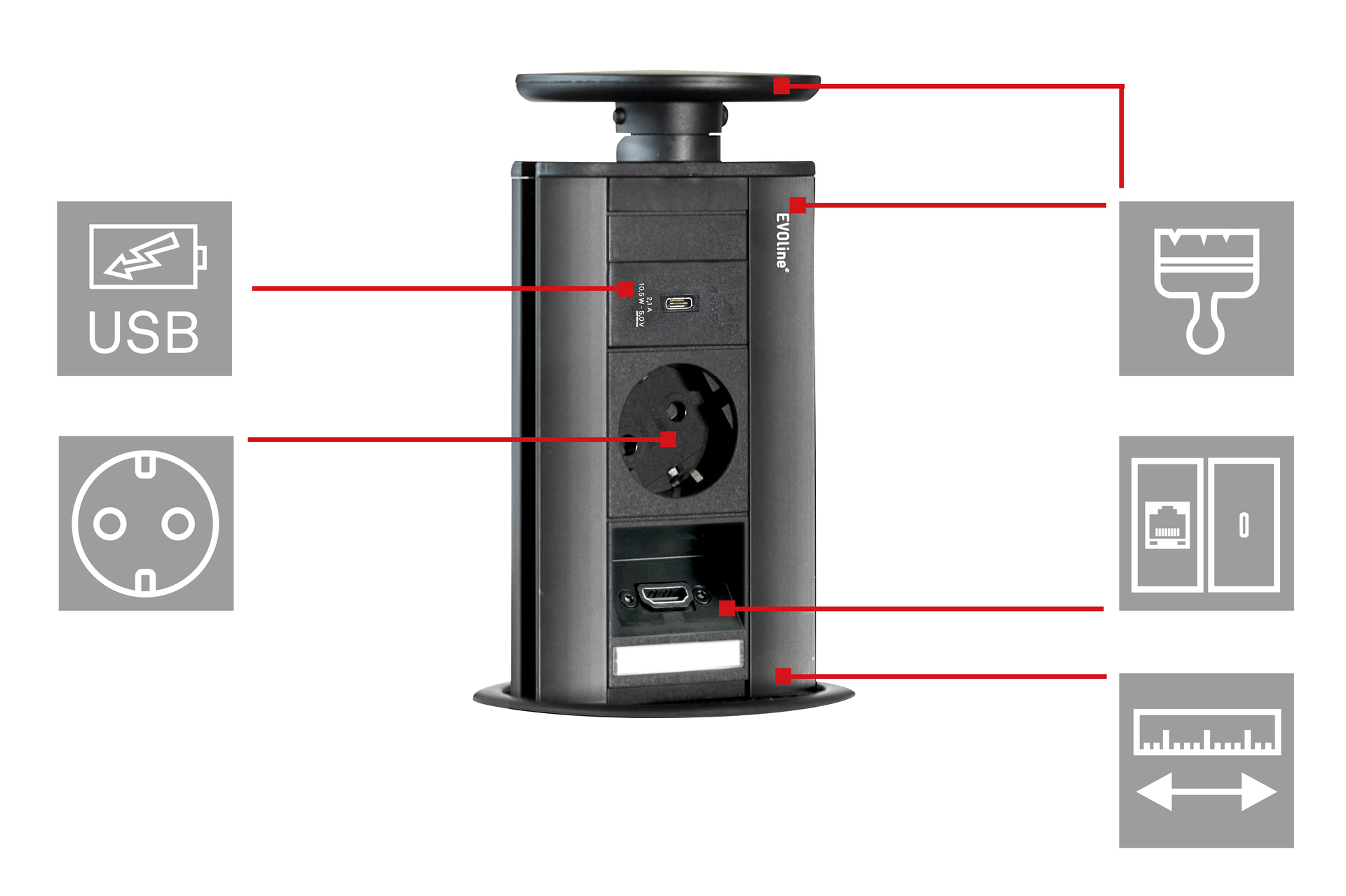 EVOline® Port - retractable socket strip